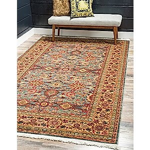 Unique Loom Edinburgh Collection Classic Oriental Traditional French Cottage Inspired Intricate Design Area Rug (6' 0 x 9' 0 Rectangular, Light Blue/ Beige)
