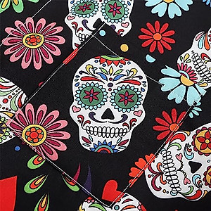 KYKU Sugar Skulls Shirts for Men Graphic Button Up Shirt, Colourful, X-Large