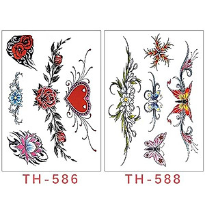 Aivoch 8 Sheets Belly Tattoos Stickers Temporary Fun Waist Cover Scar Female Tattoo Waterproof for Female Women and Girls