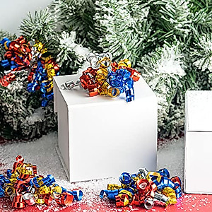 WRAPAHOLIC 12-Count Self-Adhesive Curly Bows Gift Wrap Accessory - Gold/Silver/Royal Blue/Red Curly Bows, Perfect for Christmas, Birthday, Holiday, Party Favors Decorations