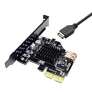 ChenYang 2 Port USB 2.0 ＆ USB 3.1 Gen 2 Type-E Front Panel Socket to PCI-E 2X PCI Express Expansion Card Adapter