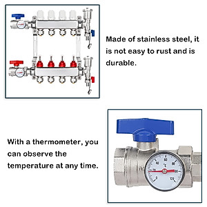 GCCSJ 4 Loops PEX Manifold Radiant Floor Heating Set Stainless Steel Heated Hydronic Heating