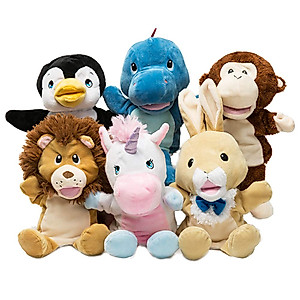 HollyHOME Plush Zoo Friends Hand Puppet Animal Puppet Penguin for Kids Storytime 14 Inches Black