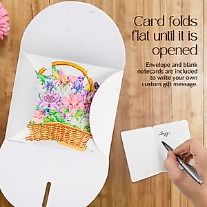 3D Pop Up lilly Flower Bouquet Card - Unique life size Floral Greeting Card for Birthday, Mother’s Day, Valentines Day, Appreciation card, Get Well soon