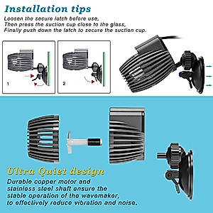 DOMICA Aquarium Wave Maker Powerhead 480GPH 3W, Submersible Power Head Pump with Suction Base, Water Circulation for Freshwater or Saltwater Fish Tanks