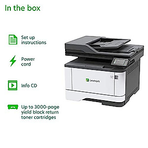 Lexmark MB3442adw Multifunction Monochrome Laser Printer with Print, Copy, Fax, Scan and Wireless Capabilities with Full-Spectrum Printing and Printers up to 42 ppm (29S0350), Gray/White, Small