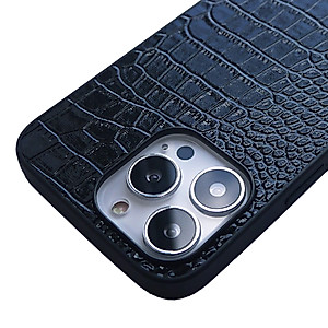 iPhone 13 Mini Case for Women, DMaos Crocodile Synthetic Patent Leather Cover, Classic Fashion for iPhone13 Mini 5.4 inch - Black