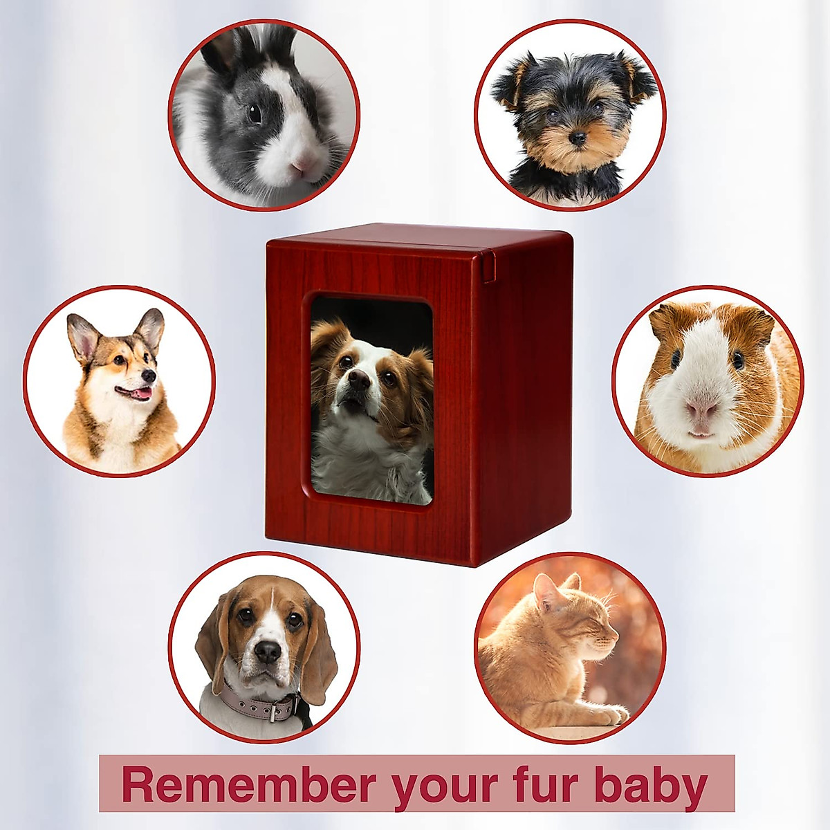 PCS Pet Urns for Dogs Ashes, Dog Photo Urn, Urns for Dog Ashes, Pet Cremation Box Red-Small