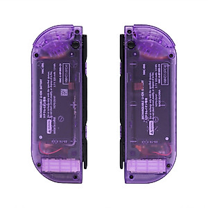 eXtremeRate DIY Replacement Shell Buttons for Nintendo Switch & Switch OLED, Clear Atomic Purple Custom Housing Case with Full Set Button for Joycon Handheld Controller - Console Shell NOT Included