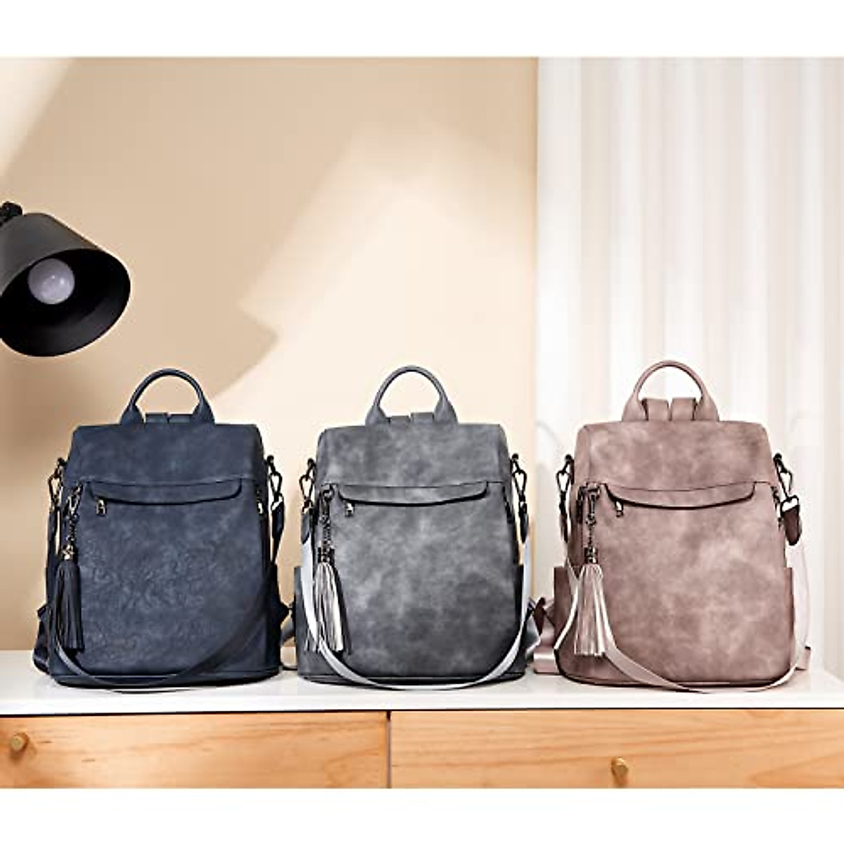 Telena Backpack Purse for Women PU Leather Anti Theft Large Ladies Fashion College Shoulder Bag with Women Wallets