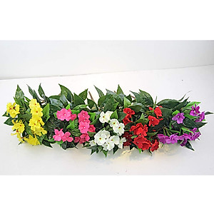 Lopkey Artificial Impatiens Bouquet Flower Patio Lawn Garden Wedding Photo Decor (2Pcs),Pink