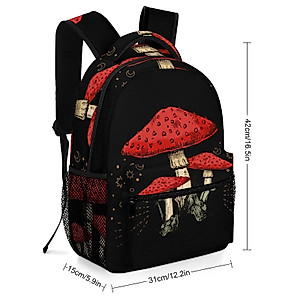 Mushroom Moon Backpack Print Work Leisure Travel Schoolbag Adjustable Practical Gift Unisex Laptop Backpack