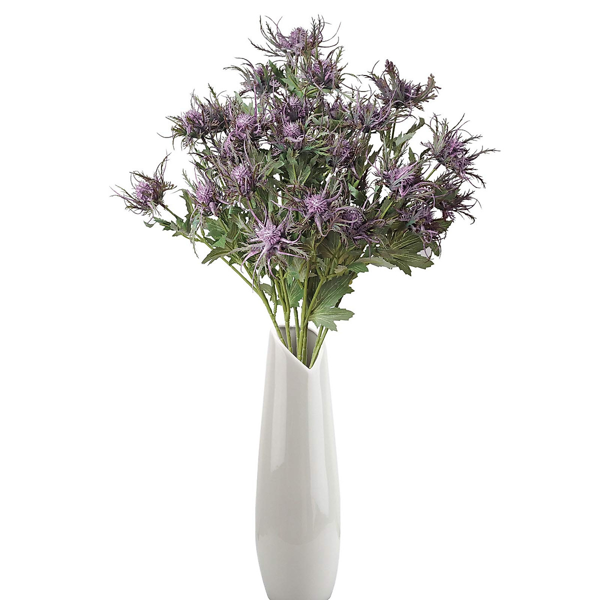 MINYULUA Artificial Thistle Flowers Purple Eryngium Flowers 8 Long Stems Faux Thistles Bunch Fake Plant Spray Eryngo | Sea Holly for Wedding Bouquet Centerpiece Home Kitchen Office Garden Decor