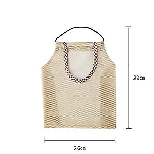 Mesh Vegetable Kitchen Storage Fruit and Storage Bag Bag Kitchen，Dining & Bar Kitchen Containers for Organizing (Beige, One Size)