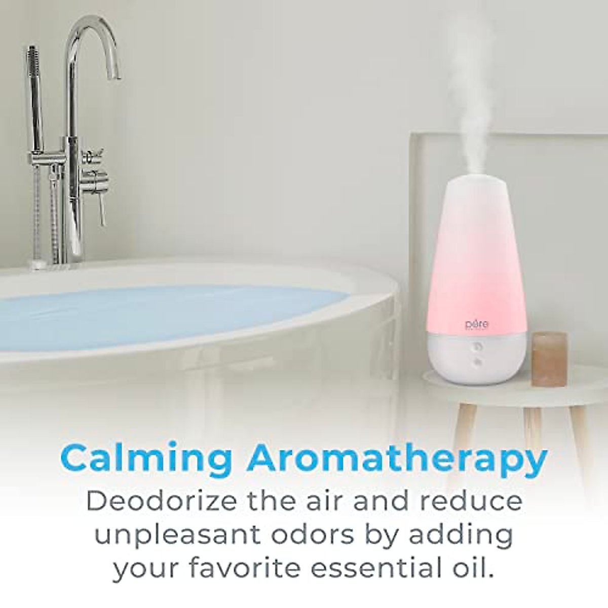 Pure Enrichment® PureSpa™ XL 3-in-1 Cool Mist Humidifier, Essential Oil Diffuser & Mood Light - 2L Tank Provides Powerful Mist Coverage up to 350 sq ft in Bedroom, Office & Large Rooms