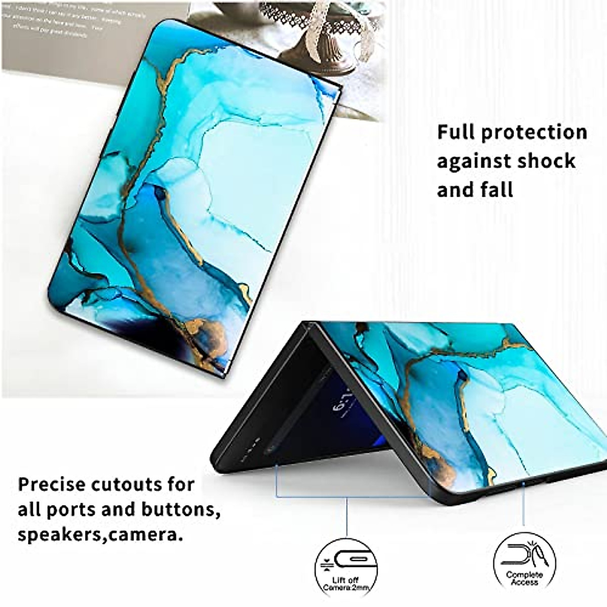 for Microsoft Surface Duo 2 Case,Surface Duo 2 2021 Slim Lightweight Hard PC Back Cover Shockproof Protective Fold Case for Microsoft Surface Duo 2 2nd 2021,Blue Marble