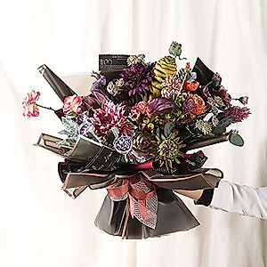 20 Sheets Pure color gold edge Flower Wrapping Paper,Florist Bouquet Supplies,DIY Crafts,Gift Packaging or Gift Box Packaging, Wraps Waterproof Floral Wrapping Paper 22.8x22.8Inch (Dark night black)