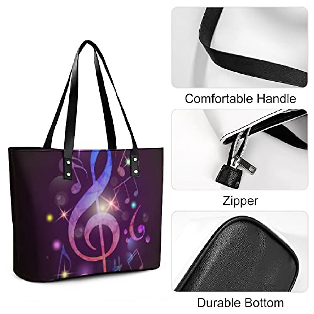 Womens Handbag Notes Leather Tote Bag Top Handle Satchel Bags For Lady