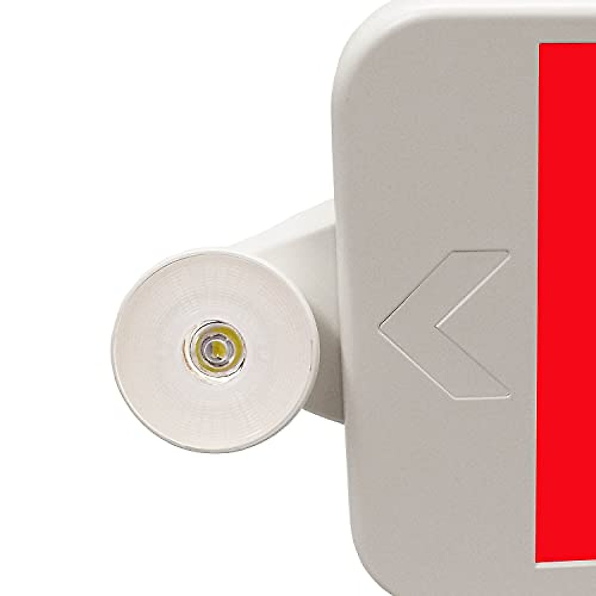 LFI Lights | Compact Combo Red Exit Sign with Emergency Lights | White Housing | All LED | Two Adjustable Round Heads | Hardwired with Battery Backup | UL Listed | (1 Pack) | COMBOJR-R