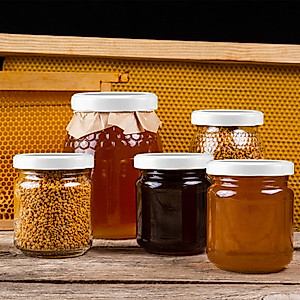 20 Pieces 110 mm Jar Lids White Metal Wide Mouth Glass Lug Lids Jar Lids Canning Jar Lid Replacement Jar Lid Metal Cover for Sealed Pickle Jam Mason Jar