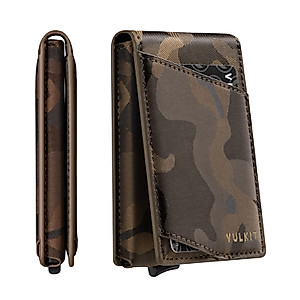 VULKIT Pop Up Wallet for Men, Credit Card Holder Minimalist Slim Bifold Wallets RFID Blocking with Gift Box Desert Camouflage