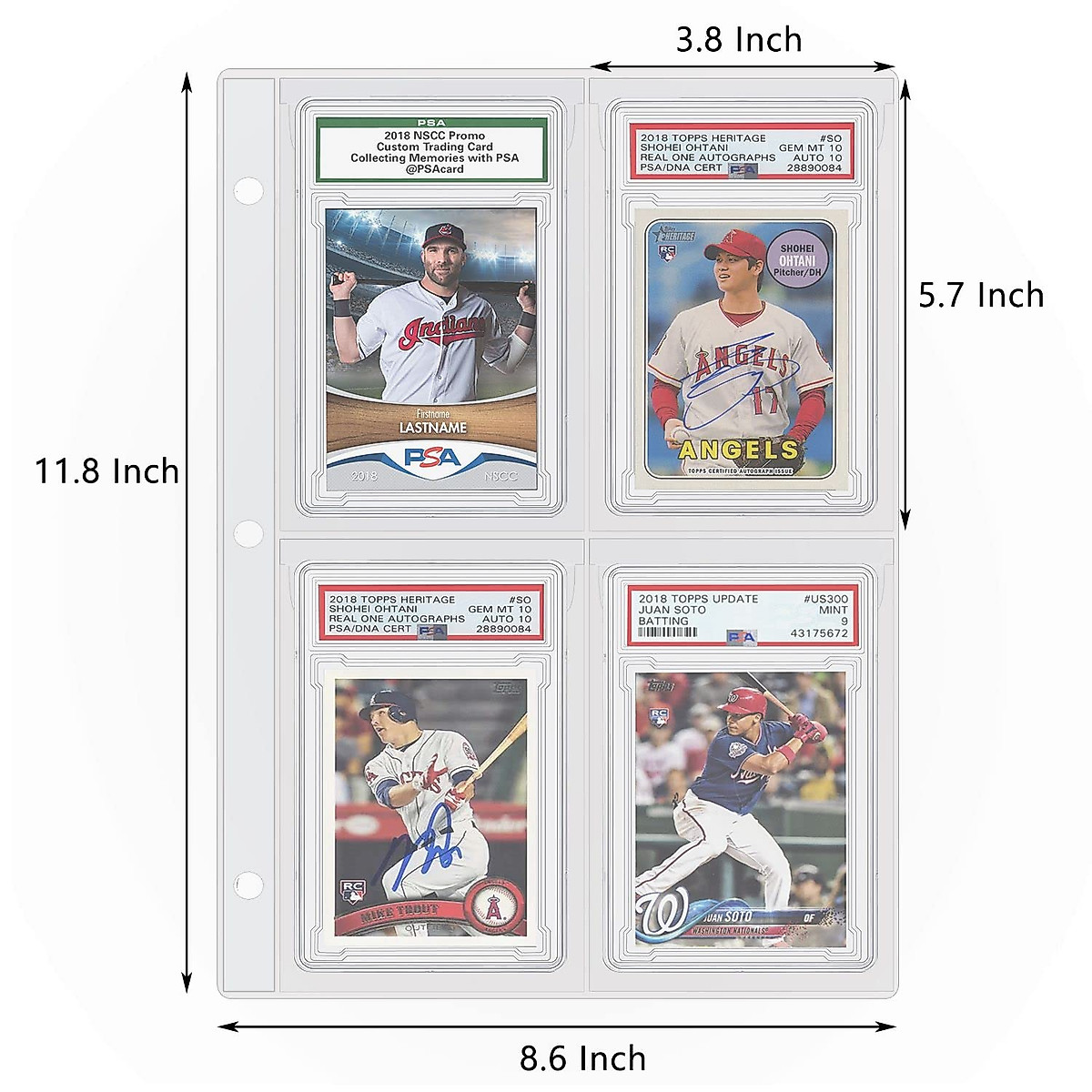 Graded Card Slab Binder Pages for Storage & Display, Compatible with 40 PSA, BGS, BCCG, CGC Graded Sports Cards, Also Fit One-Touch Magnetic Card Holders, 10 Pages (Card & Case Not Include)