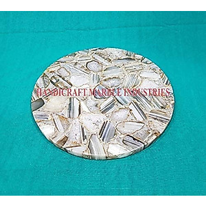 Agate Coffee Table with Metal Base, 24" Inch Round (Customize Sizes) Natural Grey White Brown Agate Table, Stone Coffee Table, Agate Table Top, Agate Round Coffee Table