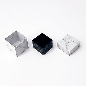 TheDisplayGuys - 24-Pack Cardboard Kraft Paper Jewelry Gift Boxes w. Velvet Padding - Earrings - Marble White - #11 (2.1" x 1.6" x 0.8")