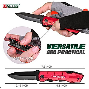 Gifts for Him Boyfriend Husband, "I LOVE YOU" Pocket Knife, Unique Gifts for Him from Wife, Anniversary Valentines Day Love Birthday Gifts for Boyfriend, Camping Gifts