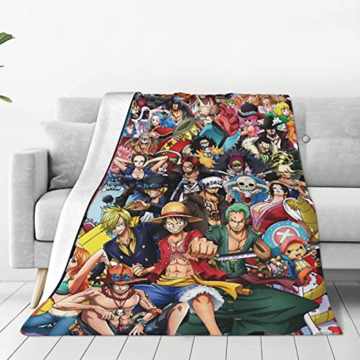 Japanese Anime Cartoon Straw Hat Pirates Throw Blanket Flannel Soft Cozy Warm Lightweight Blanket for Home Bedding Living Room Sofa Couch Bedroom Decor Bed Blanket 40X50