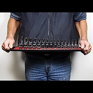 Ernst Manufacturing 19-Inch Socket Boss 2-Rail 1/2-Inch-Drive Socket Organizer, Red (8454-A) - Made in USA