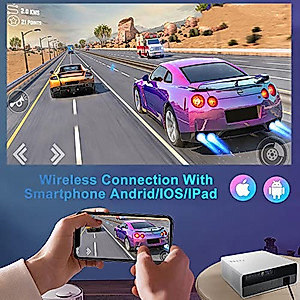 ANXONIT Native 1080P Projector, 500 ANSI Lumens FHD Video Projector, 5G WiFi Screencast, Dual 8W Speakers with Bluetooth, 300" Screen Home Theater,Compatiable with Android/iOS