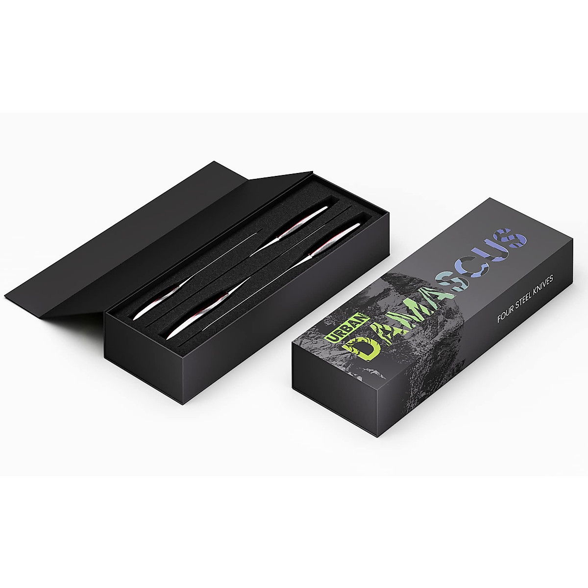 UrbanXElites Damascus Knife Chef Knife set - 4 Real Damascus Professional knife sets for chefs with Japanese knife VG10 Steel, Professional damascus knife set | Full Tang G10 Handle | Gift Box