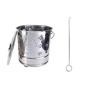 Happyyami Metal Bucket Metal Bucket 2pcs Metal Galvanised Garden Incinerator Bin Burning Leaves Wood Rubbish Dustbin Incinerator Furnace for Yard Garden (Furnace + Tongs) Burn Butter Biochar
