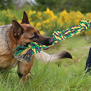 TUAHOO Heavy Duty Dog Rope Toy for Large Breed, Indestructible Dog Toy for Aggressive Chewers, 100% Cotton Tough Rope Chew Toy, Tug of War Dog Pull Rope for Boredom, Teeth Cleaning (2 Pack,780g)