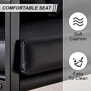 Rustic Faux Leather Loveseat Sofa Couch,Sleeper Sofa Bed for Small Living Spaces Bedroom Guest Room Apartment w/Metal Frame and Comfortable Cushions,Small Love Seats Couch,Easy Assembly (Black)