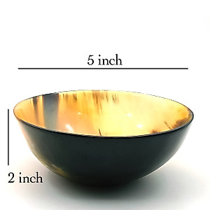 AYZCORP Shaving & Serving Bowl Natural Yak Horn Shaving Soap Bowl Shaving Cup for Men Real Horn Shave Bowl Lathering Up Shaving Soap Cup Bowls.Gift for Husband Boyfriend 5”RoundX2”deep