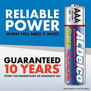 ACDelco 48-Count AAA Batteries, Maximum Power Super Alkaline Battery, 10-Year Shelf Life, Reclosable Packaging