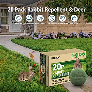 20PACK Rabbit Repellent Outdoor,Natural Peppermint Oil Rabbit Repellent Pet Safe,Powerful Rabbit Deterrent,Rabbit Repellant for Garden,Deer Repellent for Outdoor Tree Yard, Safe for Lawn and Plant