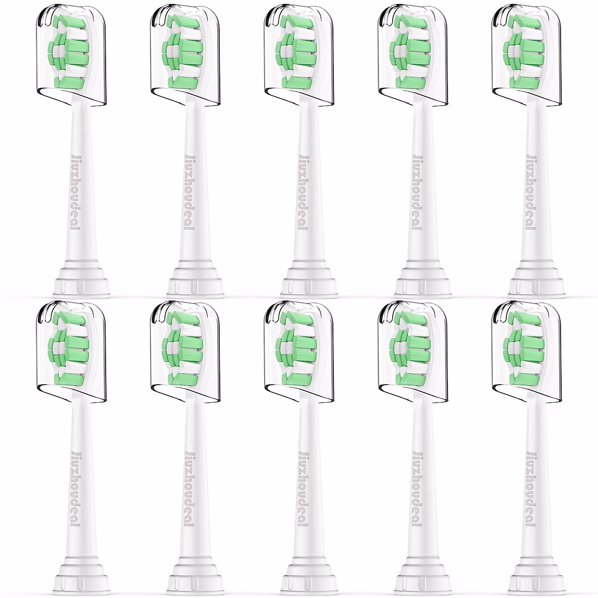 Jiuzhoudeal Toothbrush Replacement Heads for Philips Sonicare DiamondClean ProtectiveClean 4100 5100 6100 C2 G2 Electric Toothbrush Brush Heads White, 10 Pack