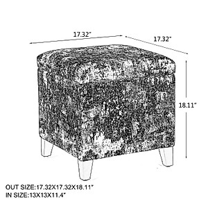 Homebeez Storage Ottoman Foot Rest Stool Cube Ottoman with Hinged Lid/Wood Legs (Colorful)