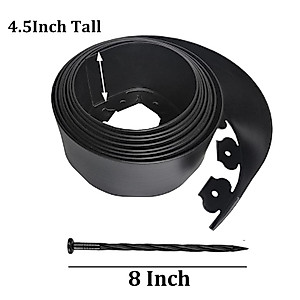 Landscape Edging Kit,20FT Plastic No Dig Garden Edging with 25 Stakes,4.5 Inch Tall Lawn Edging for Yard,Lawn,Flower Gardens Border