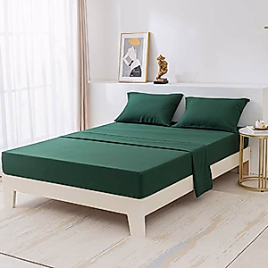 PY HOME & SPORTS Queen Bed Sheets Set 4 Piece 1800 Thread Count Green Bed Sheets Queen Set with 16" Deep Pocket Super Soft and Comforterble (Green, Queen)