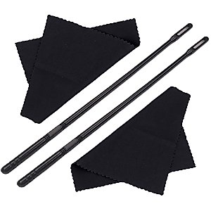 2 Set Plastic Flute Cleaning Rod Stick Wand with Wipping Cloth Recorder Cleaning Rod Flute Accessories Care Tool Kits, Black