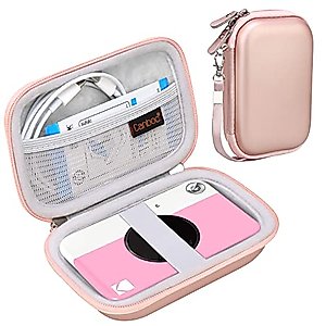 Canboc Hard Carrying Case for KODAK Printomatic Digital Instant Print Camera, Mesh Bag fit Zink Paper, Cable, Rose Gold