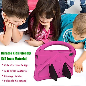 Tading Kids Case for TCL Tab 8 LE Tablet 2023 Released, Children Friendly EVA Foam Protective Stand Handle Cover for TCL Tab 8 LE (Model: 9137W)/ TCL Tab 8 WiFi (Model: 9132X) - Hot Pink