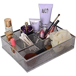 YBM HOME Cosmetic Storage Makeup Organizer Holds Your Cosmetics, Makeup Brushes, Pencils and Accessories, Designed for Vanity Bathroom or Counter Dresser, Stainless Steel Mesh Design 2262