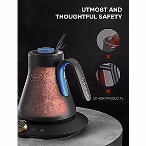 Cocinare Electric Gooseneck Kettle with Temperature Control, Pour Over Coffee & Tea, 1200W 180-sec Quick Boil Time, 600g Ultra Light, 0.9L, Black