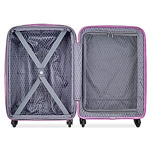 DELSEY Paris Christine Hardside Expandable Luggage with Spinner Wheels, White with Mauve Trim, Carry On 20 Inch