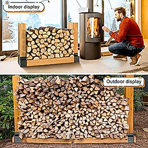 Urban Deco Firewood Rack Outdoor Bracket Kit - Log Racks Outdoor For Firewood Adjustable Log Holder Heavy Duty Firewood Rack Brackets - Black Wood Rack - Pack Of 4